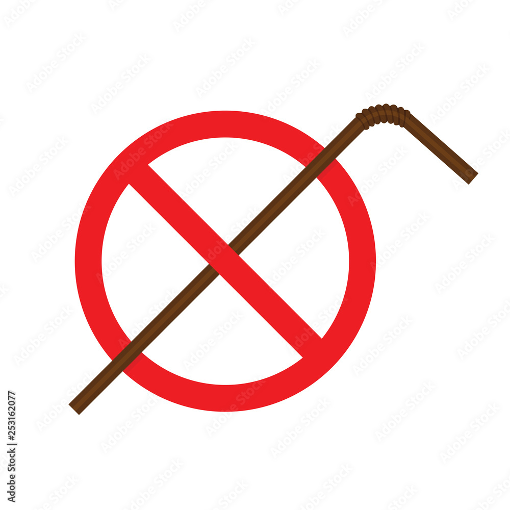 stop waste straw tube plastic, waste drinking straw sign red, logo of ...
