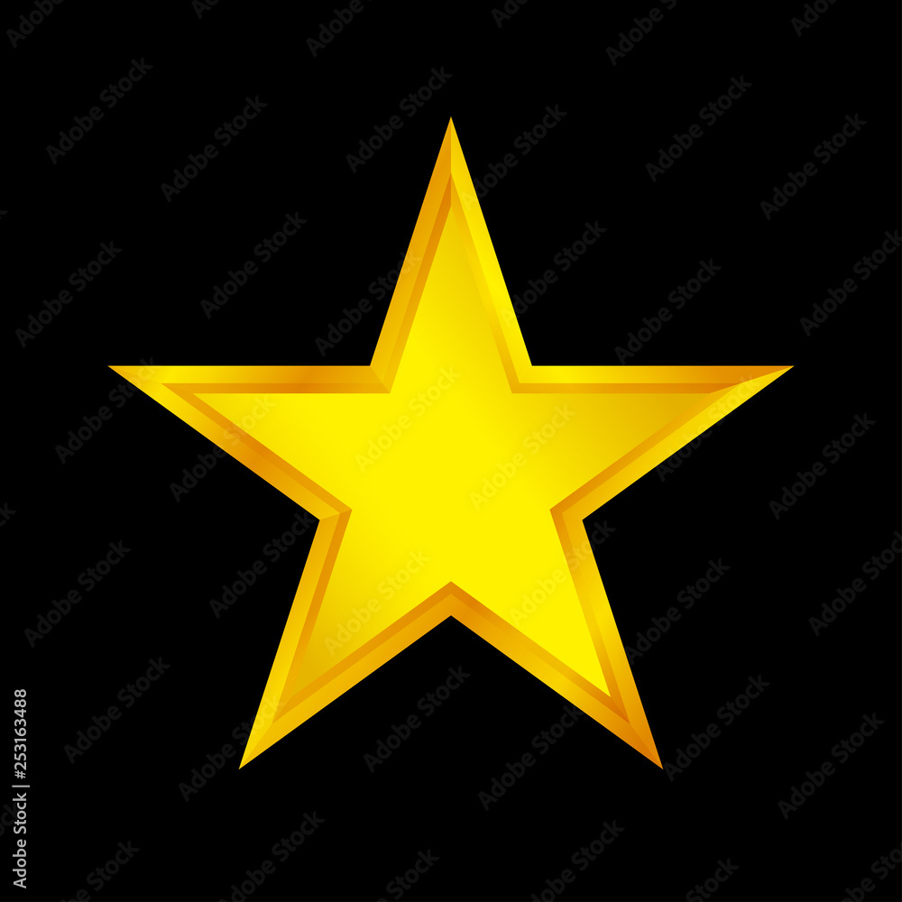 gold star shape isolated on black background, golden star icon, gold ...