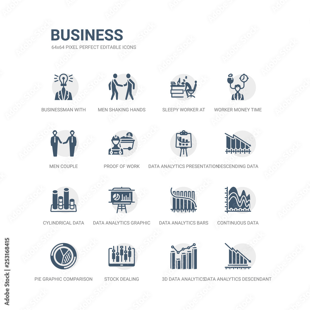 simple set of icons such as data analytics descendant graphic, 3d data ...