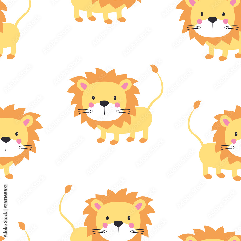 lion seamless pattern Stock Vector | Adobe Stock
