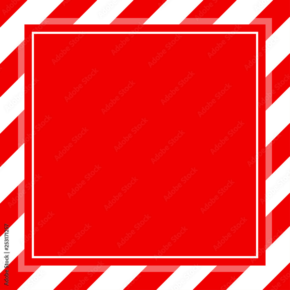 warning sign red white stripe frame template background copy space, red ...