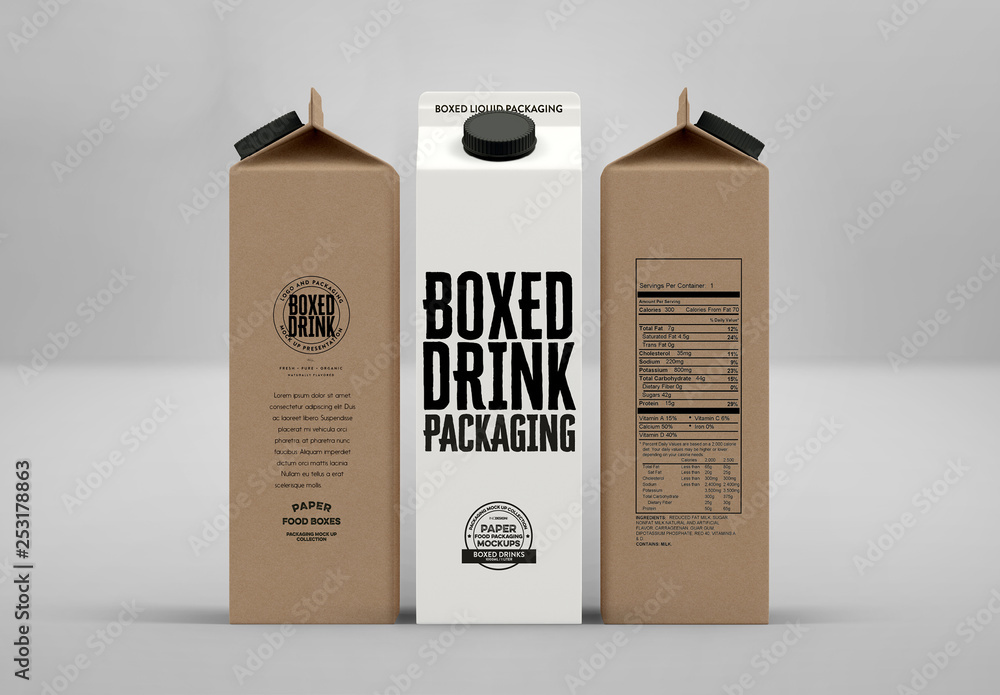 Liter Carton Mockup Stock Template | Adobe Stock