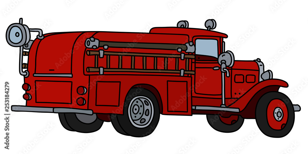 The vectorized hand drawing of a classic fire truck Stock Vector ...