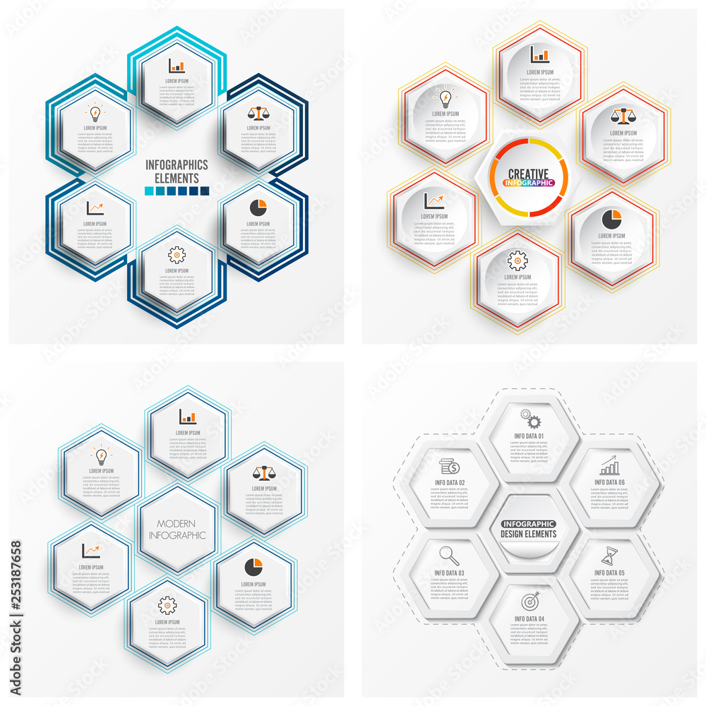 Set infographics 6 options. Template for brochure. Business concept ...