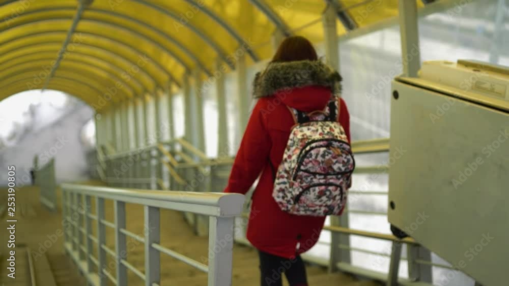 the pedestrian overpass is equipped with a modern ramp for disabled ...