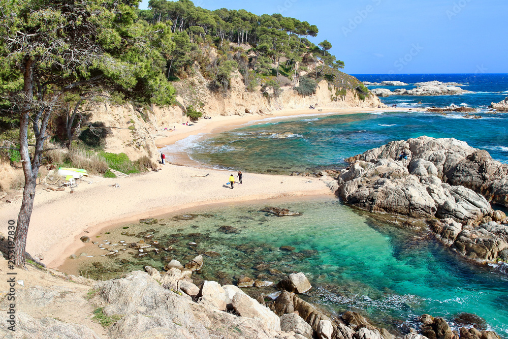 Main view of "Cala Estreta" beach, one of the most hidden and beautiful ...