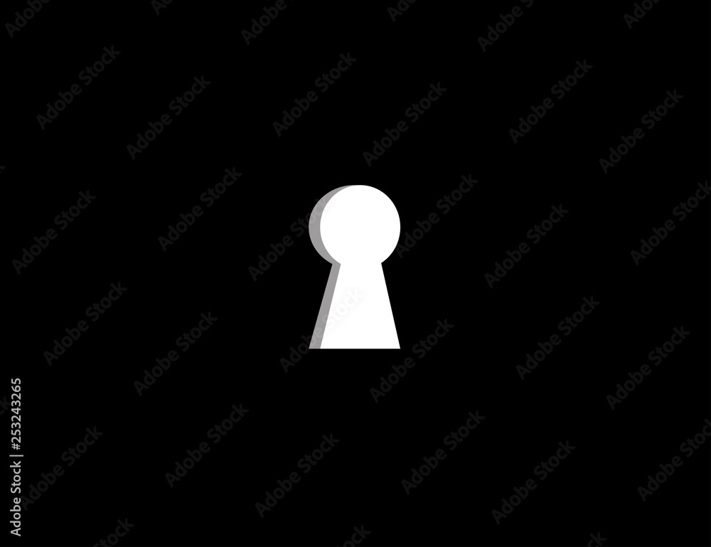 Key hole on black wall. Silhouette of a keyhole. Vector illustration ...