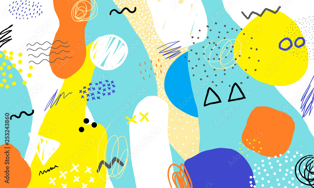 Abstract collage background hand drawn colorful. Beautiful art painting ...