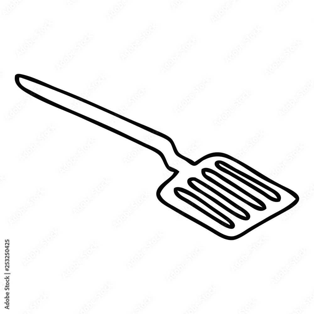 quirky line drawing cartoon spatula Stock Vector | Adobe Stock