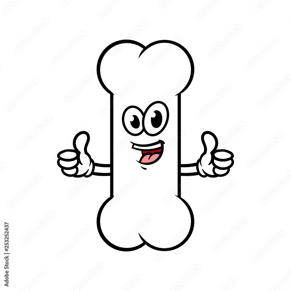 Cartoon Bone Character Giving Thumbs Up Stock Vector | Adobe Stock
