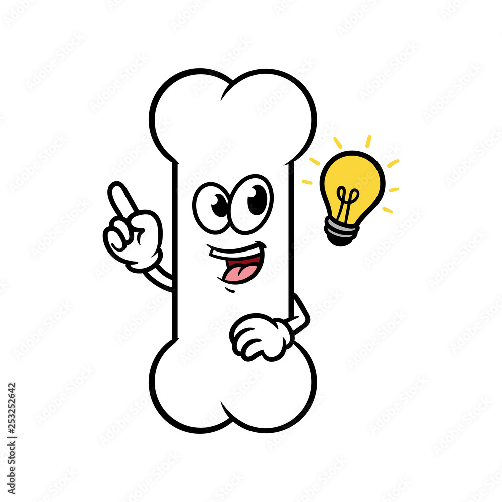 Cartoon Bone Character With Idea Stock Vector | Adobe Stock