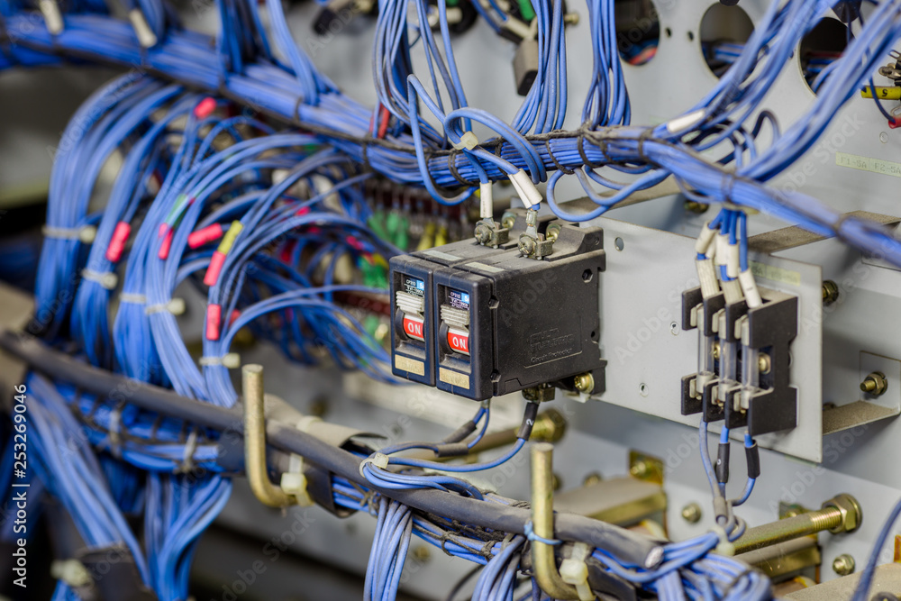 The background of the electronic equipment set (power cord, plug ...