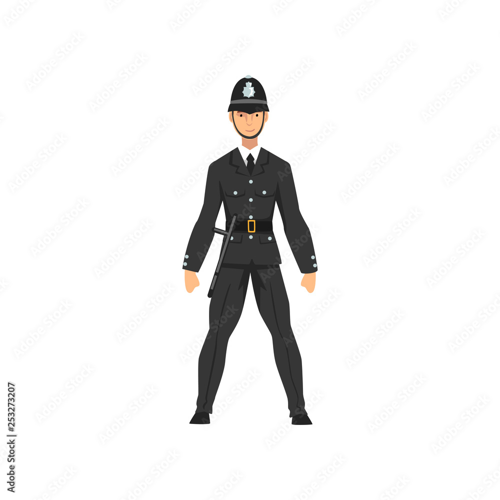 British Police Officer in Uniform, Professional Policeman Character ...