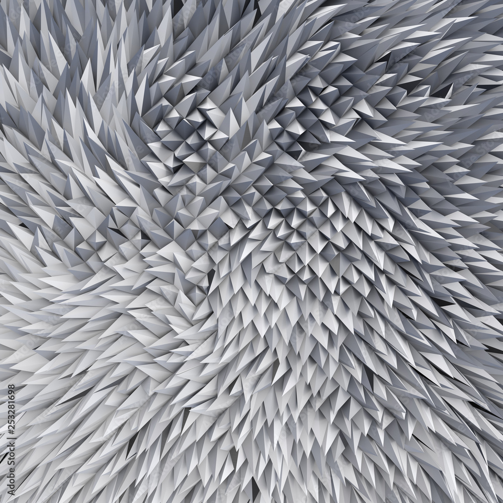 White abstract square pyramidal scale. 3d rendering geometric polygons ...