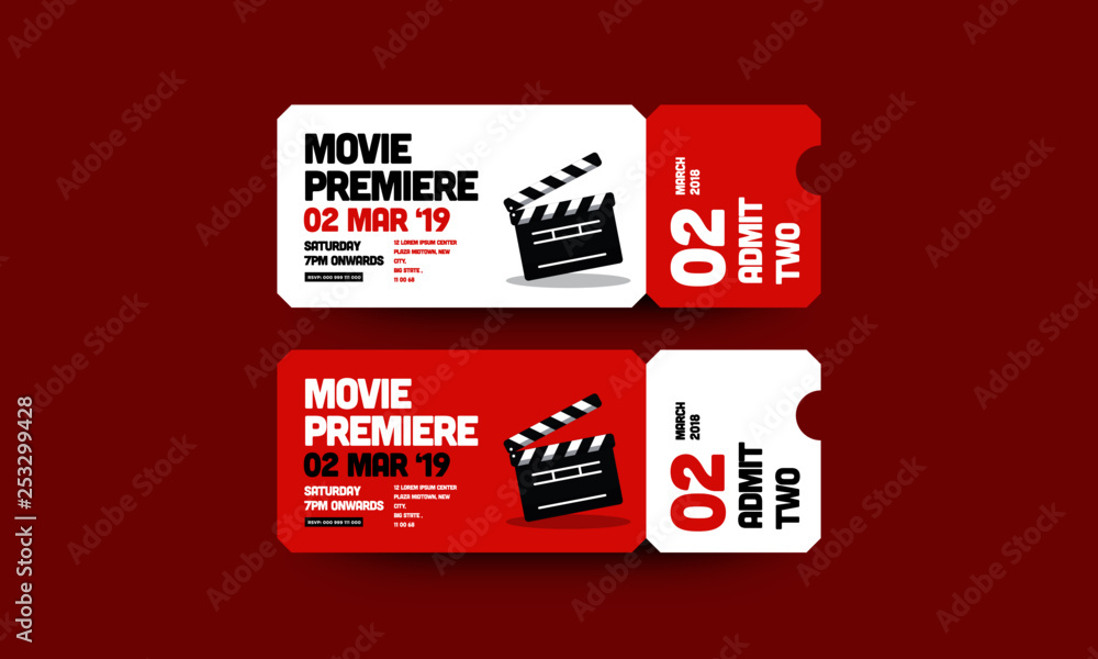Movie Premiere Ticket Invitation Design with Where and When Details ...
