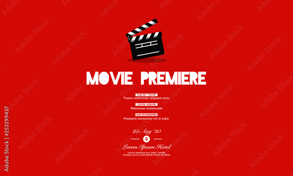 Movie Premiere Ticket Invitation Design with Where and When Details ...