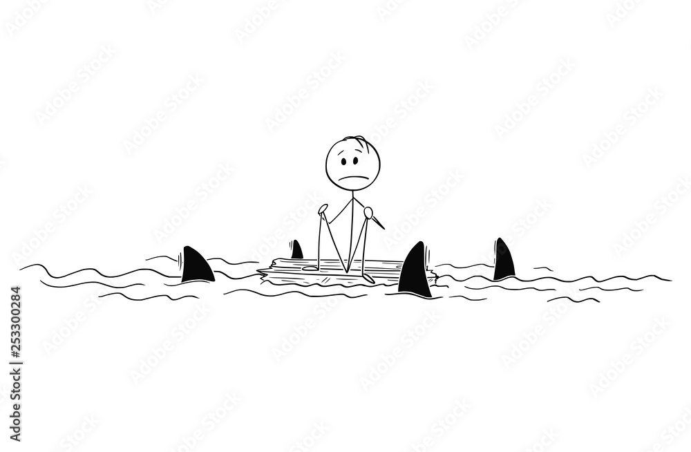 Cartoon stick figure drawing conceptual illustration of lonely man or ...