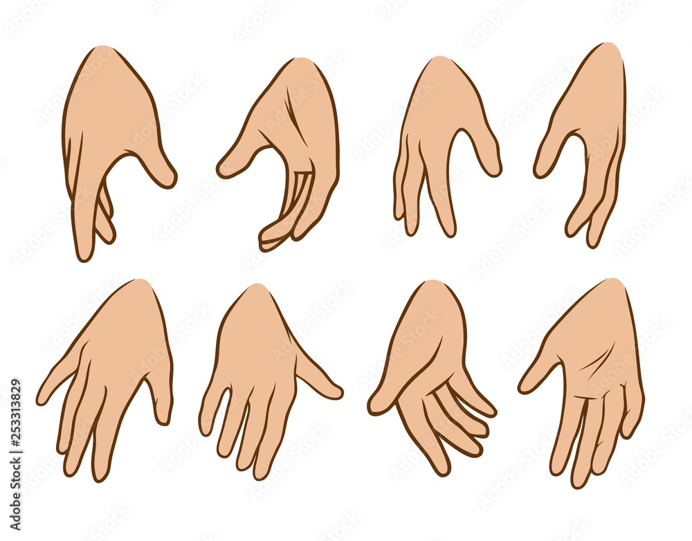 Cartoon graphic white human hands. Showing lowered palm gesture or sign ...