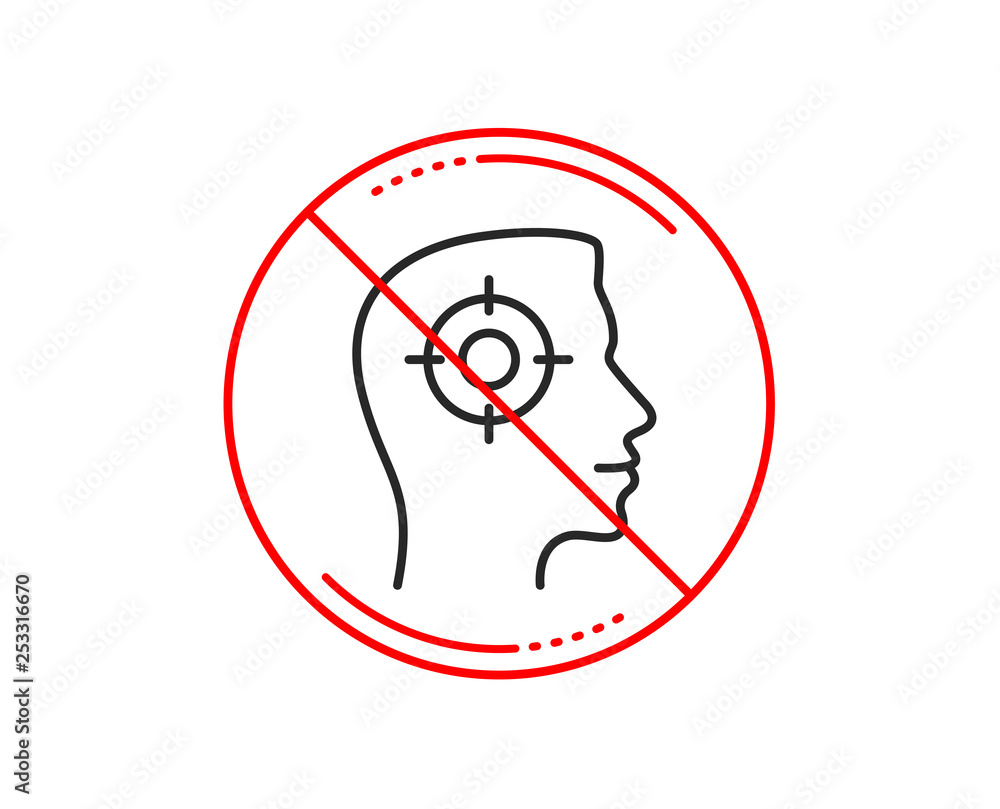 No or stop sign. Head hunting line icon. Business target or Employment ...