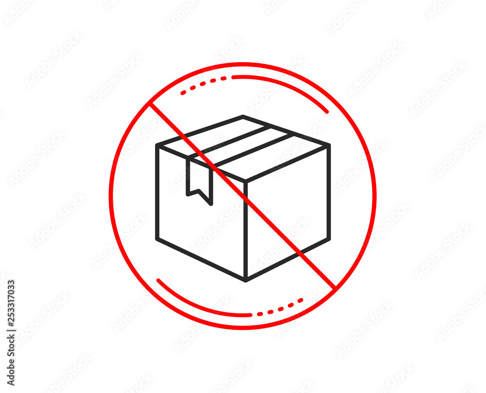 No or stop sign. Shipping box line icon. Logistics delivery sign ...
