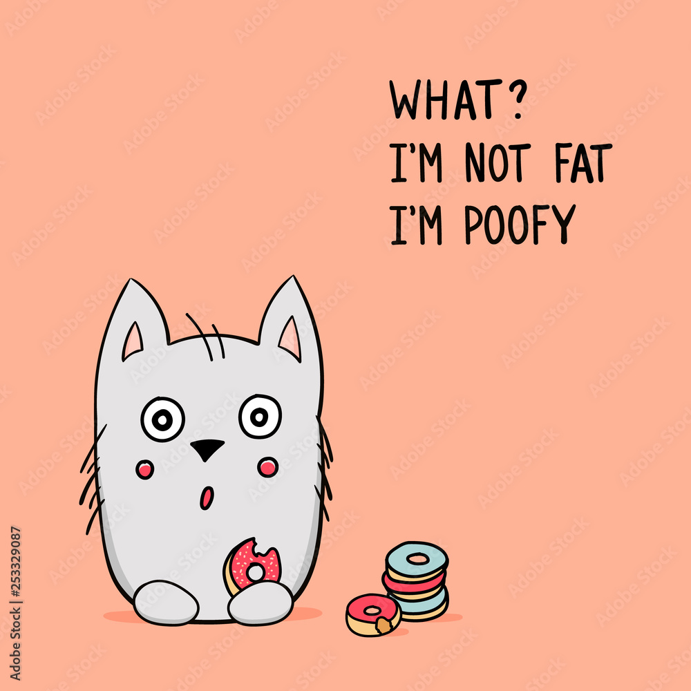 Cartoon Fat Cat Eating