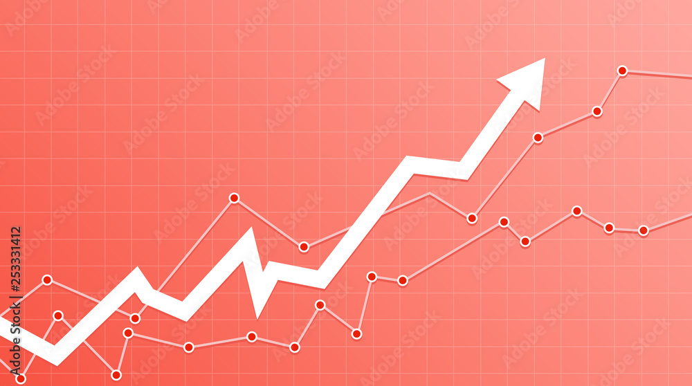 Stock Market Up Arrow on a living coral background Stock Vector | Adobe ...