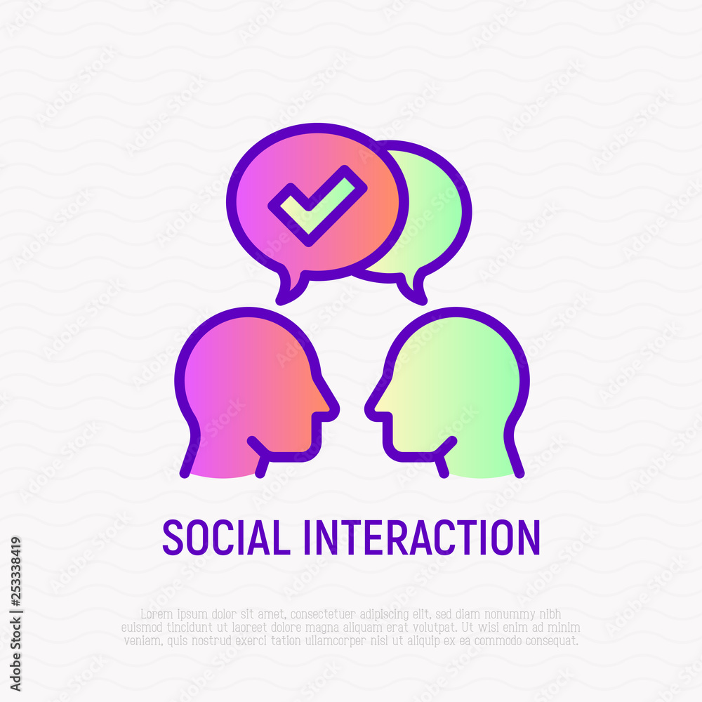 Communication and understanding each other thin line icon: two ...