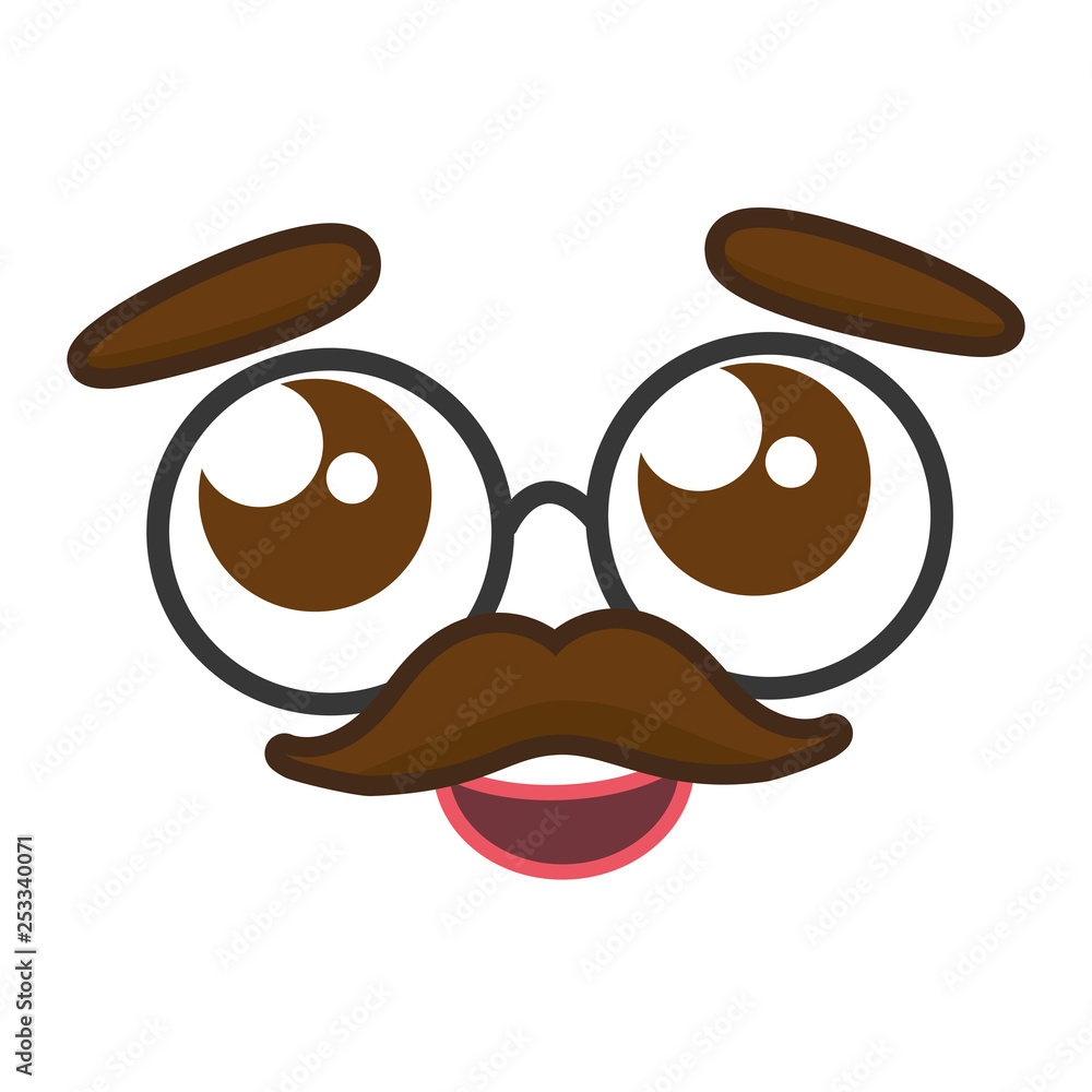 cartoon kawaii face mustache Stock Vector | Adobe Stock
