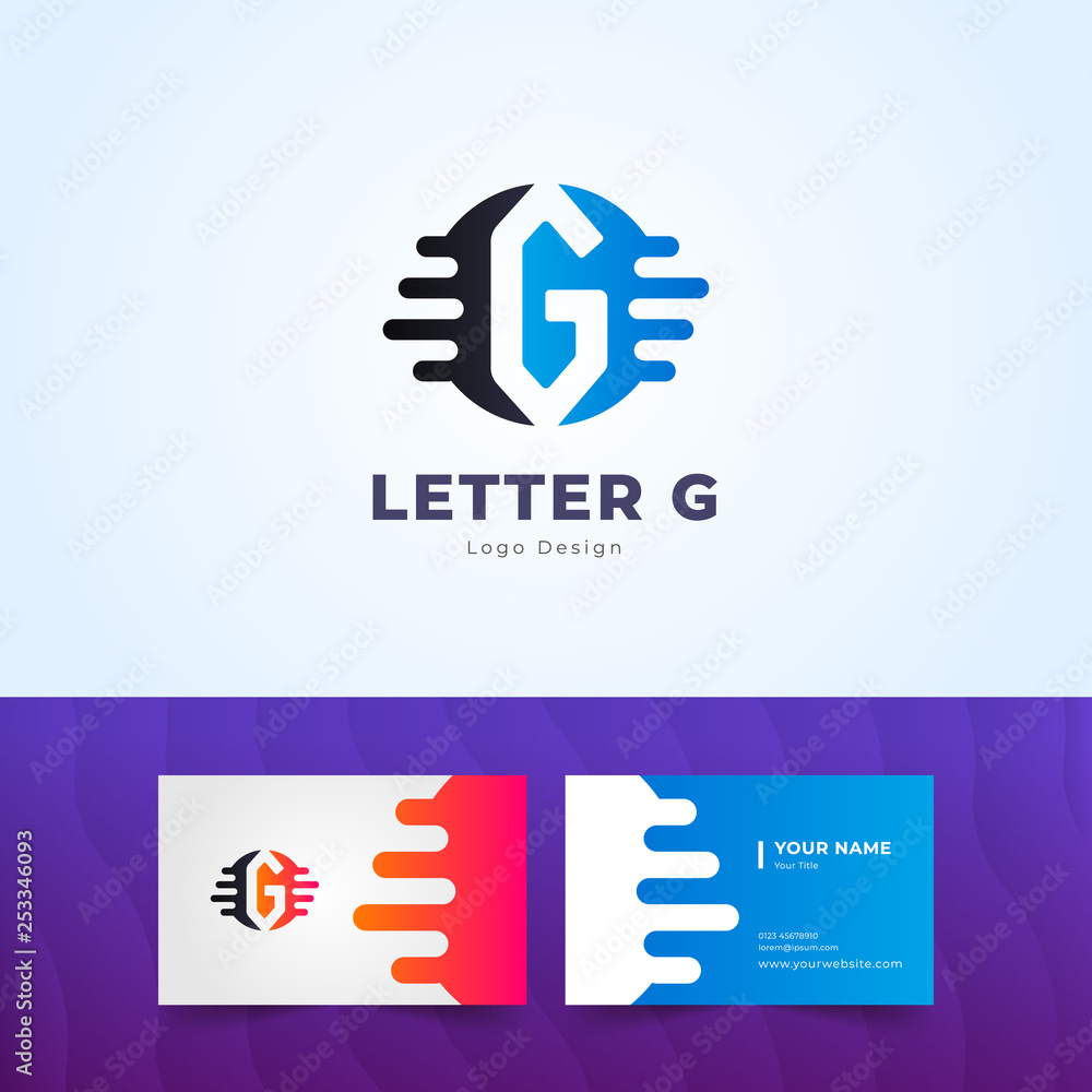 Modern Letter G Logo and Simple Business Card Design and Illustration ...
