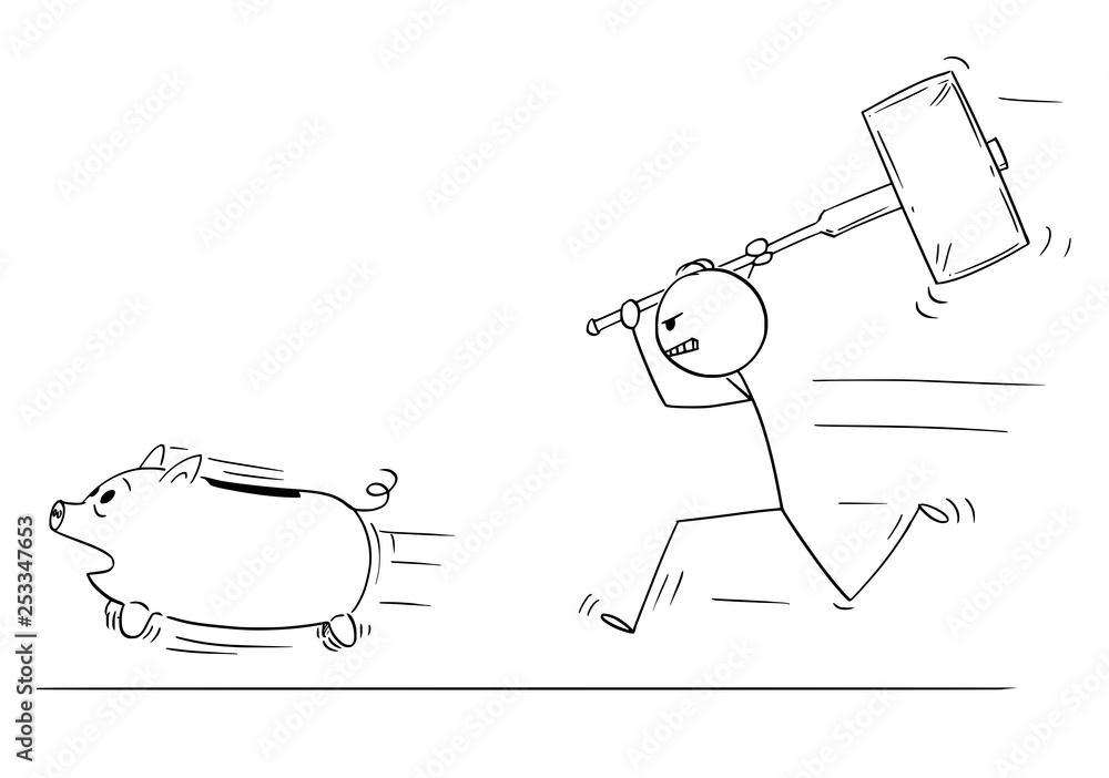 Cartoon stick figure drawing conceptual illustration of angry man or ...