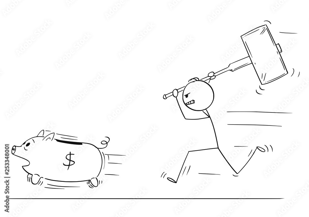 Cartoon stick figure drawing conceptual illustration of angry man or ...