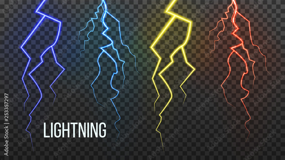 Lightning Vector. Storm Flash Thunder. Electric Power. Realistic ...