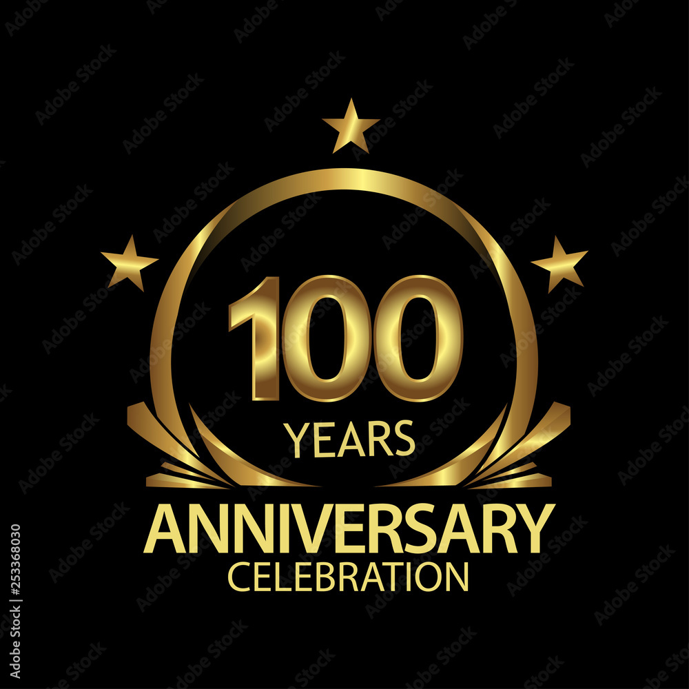 One hundred years anniversary golden. anniversary template design for ...