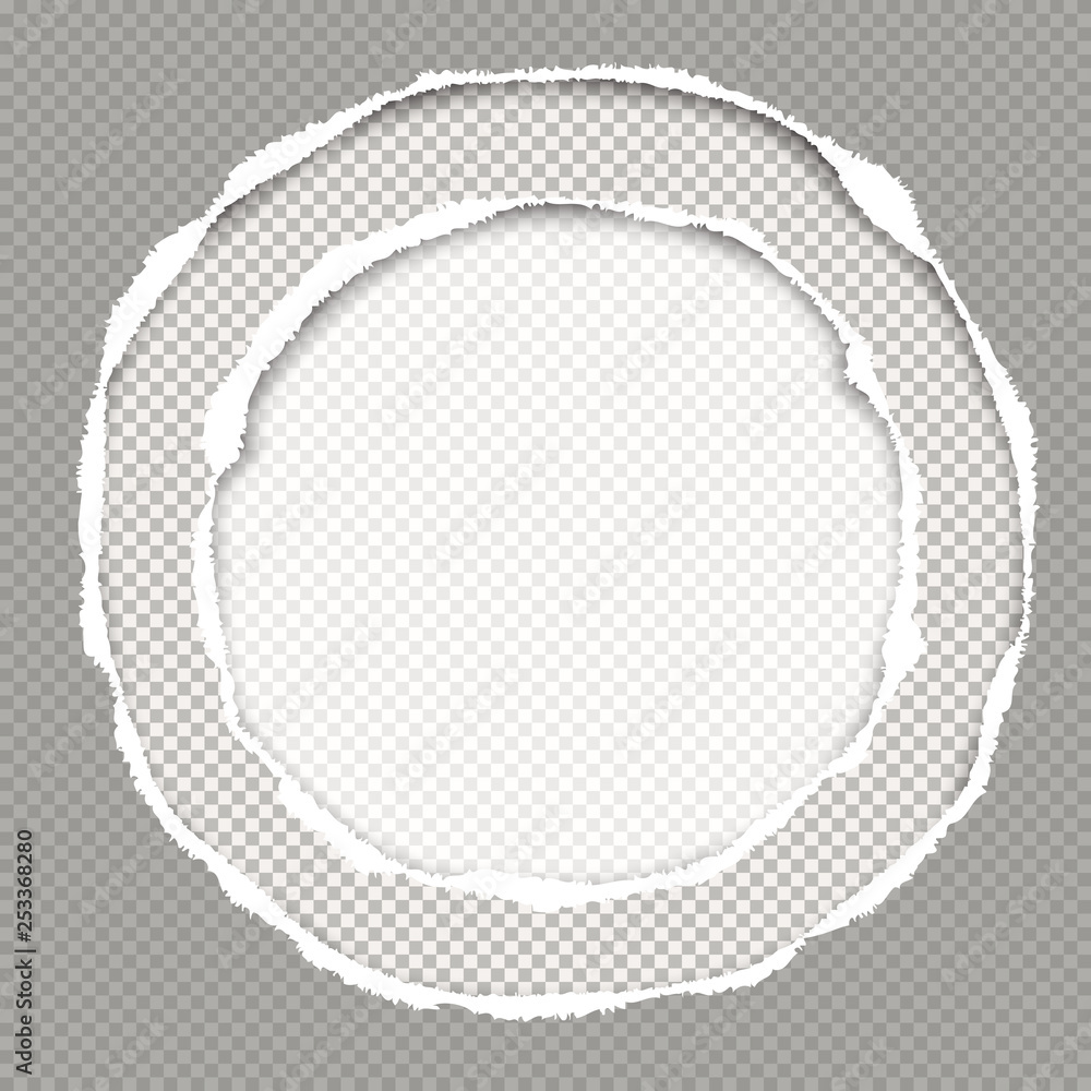 Squared grey paper, round composition with torn edges and soft shadow ...