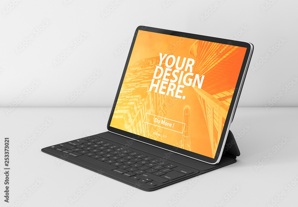 Tablet with Keyboard Mockup Stock Template | Adobe Stock