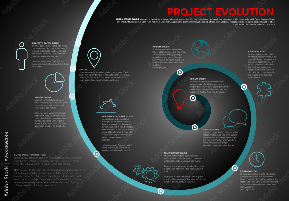 Infographic Layout with Spiral Design Element Stock Template | Adobe Stock