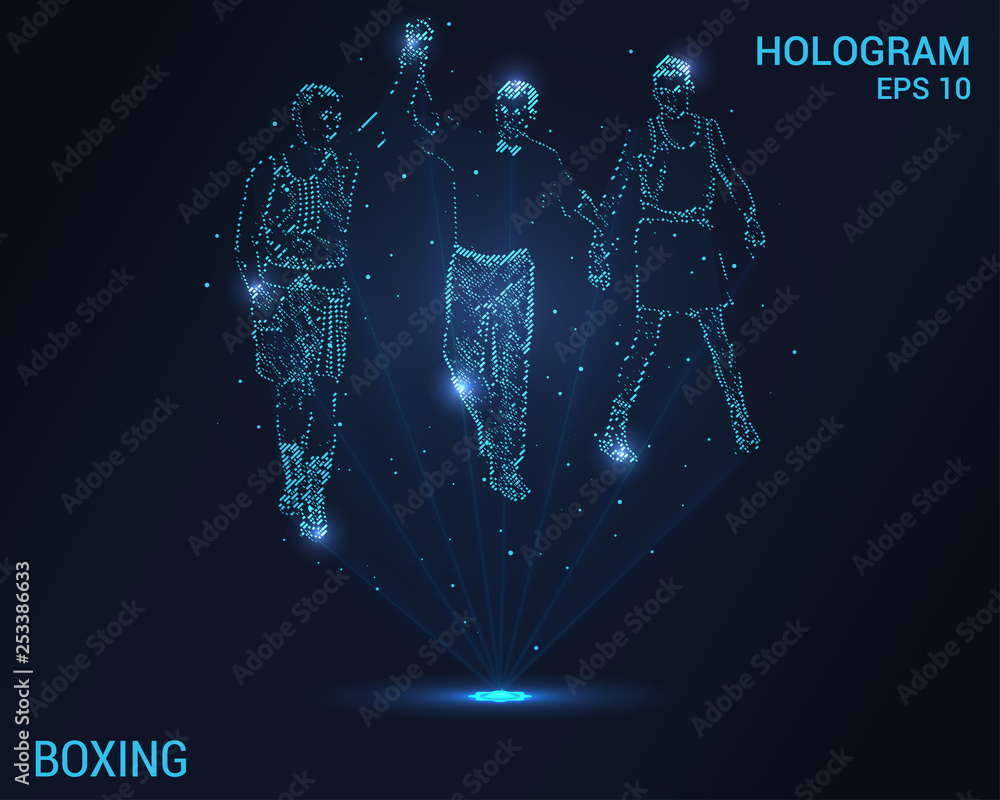 Boxing hologram. Digital and technological background of a Boxing ...