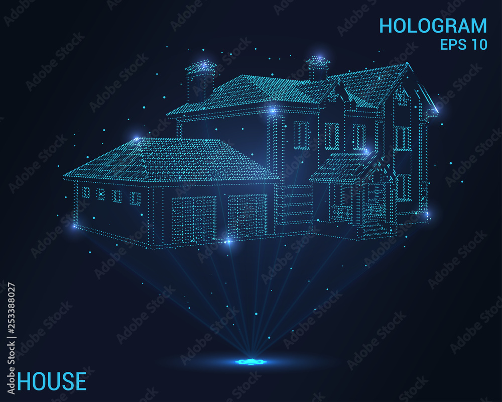 Hologram house. Digital and technological house. Futuristic house ...