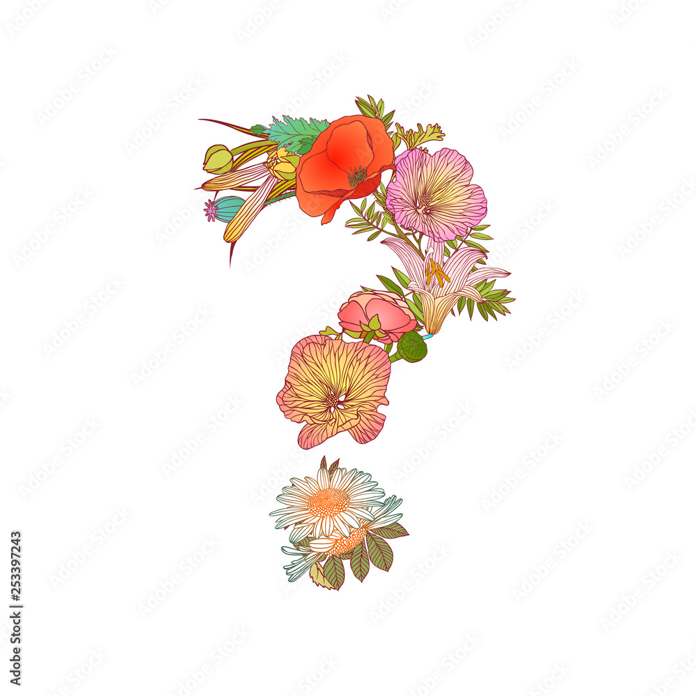 Question mark sign of flowers Stock Vector | Adobe Stock
