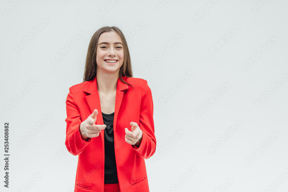 Young good girl business is worth it. Shows with two hands forward ...