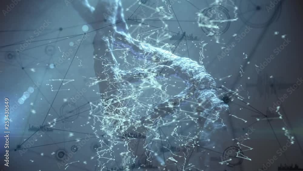 DNA helix with molecules network connections and charts Stock Video ...