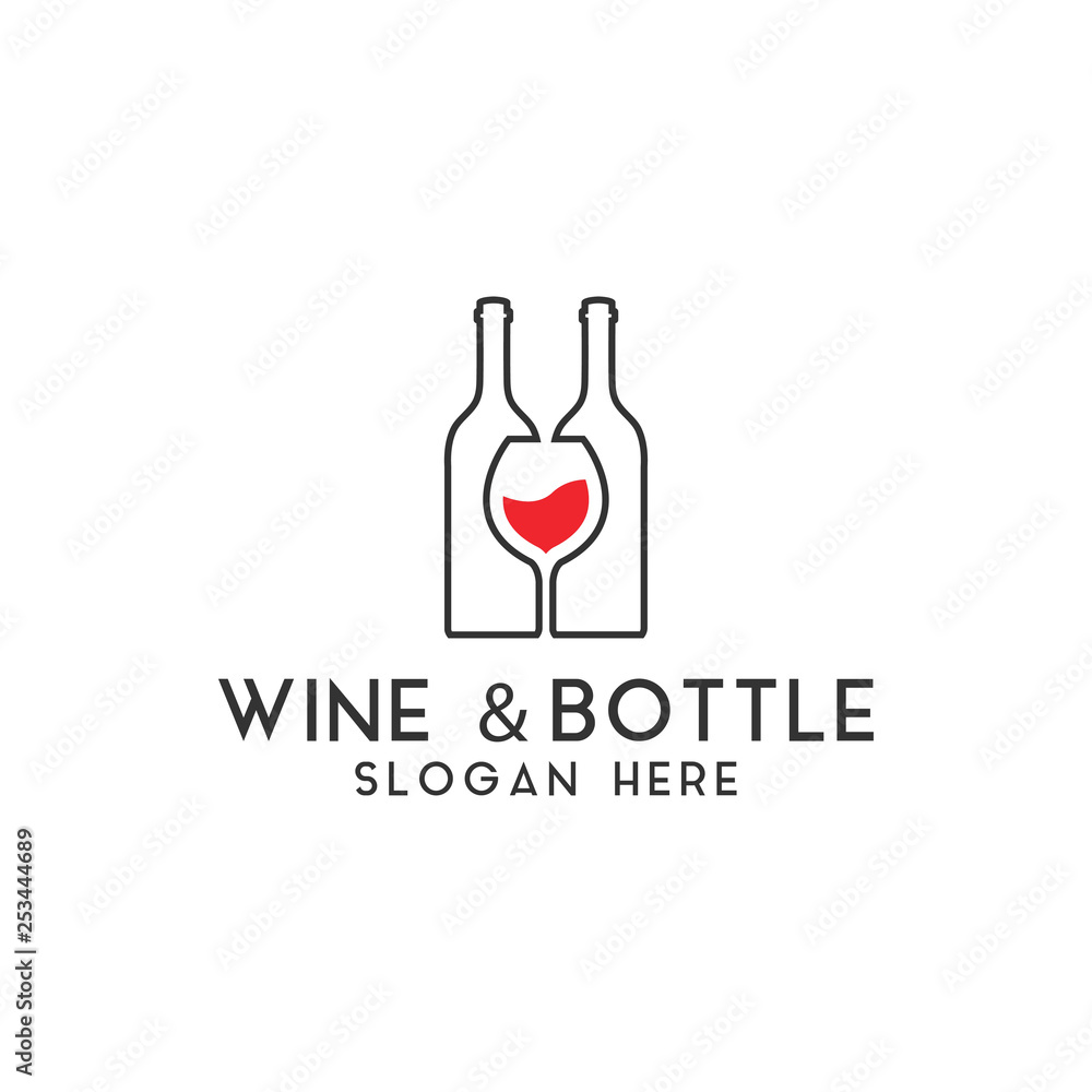 Wine bottle logo design template vector isolated Stock Vector | Adobe Stock
