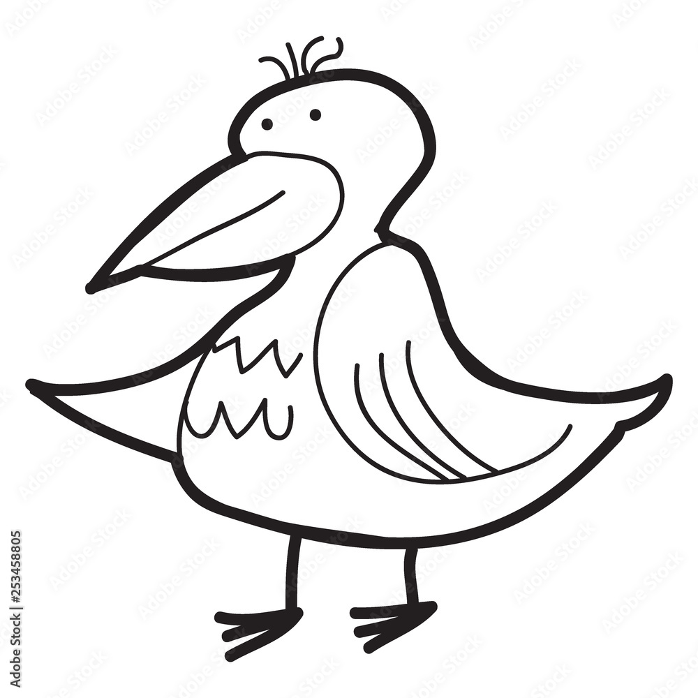 Cartoon doodle illustration of cute bird crow or raven for coloring ...