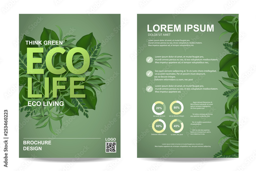 ecology brochure flyer design layout template in A4 size, eco life and ...