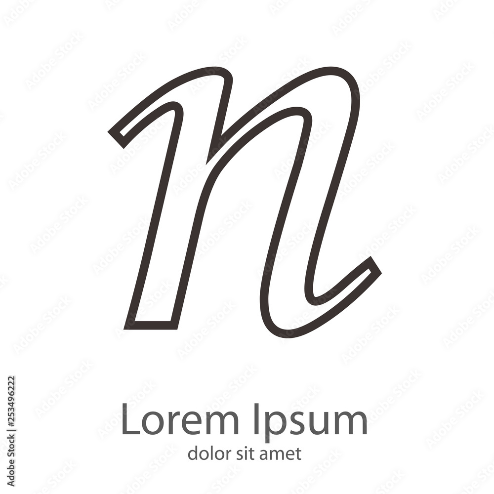 Logotipo letra n minúscula lineal color gris vector de Stock | Adobe Stock