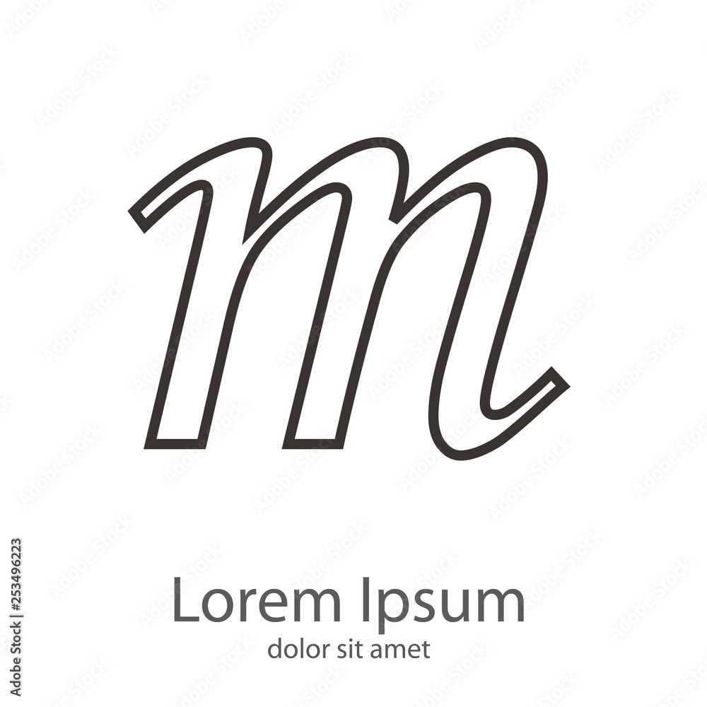 Logotipo letra m minúscula lineal color gris Stock-vektor | Adobe Stock