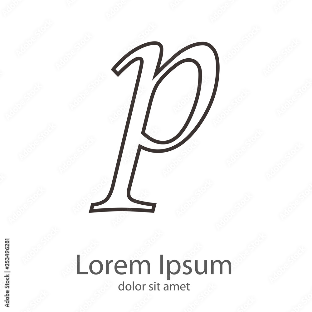 Logotipo letra p minúscula lineal color gris vector de Stock | Adobe Stock