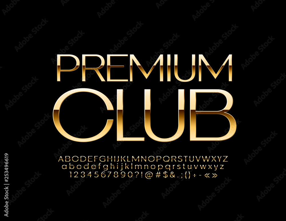 Vector luxury emblem Premium Club. Elegant Alphabet Letters, Numbers ...