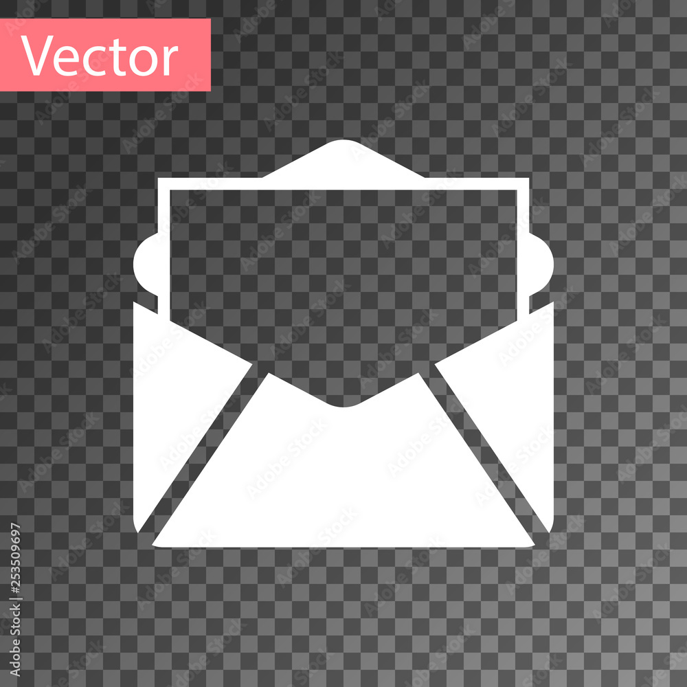 White Mail and e-mail icon isolated on transparent background. Envelope ...