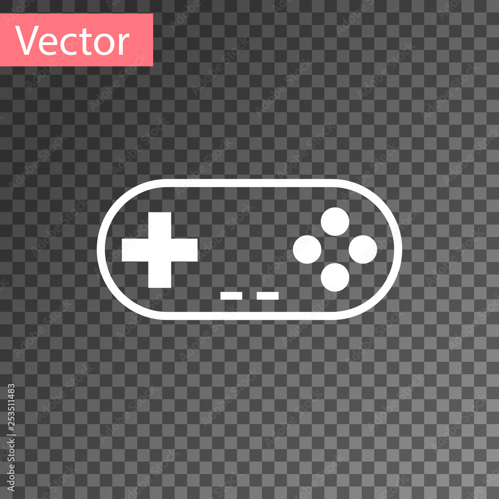 White Gamepad icon isolated on transparent background. Game controller ...